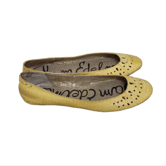 Sam Edelman | Shoes | Sam Edelman Yellow Leather Laser Cut Flats 65 ...